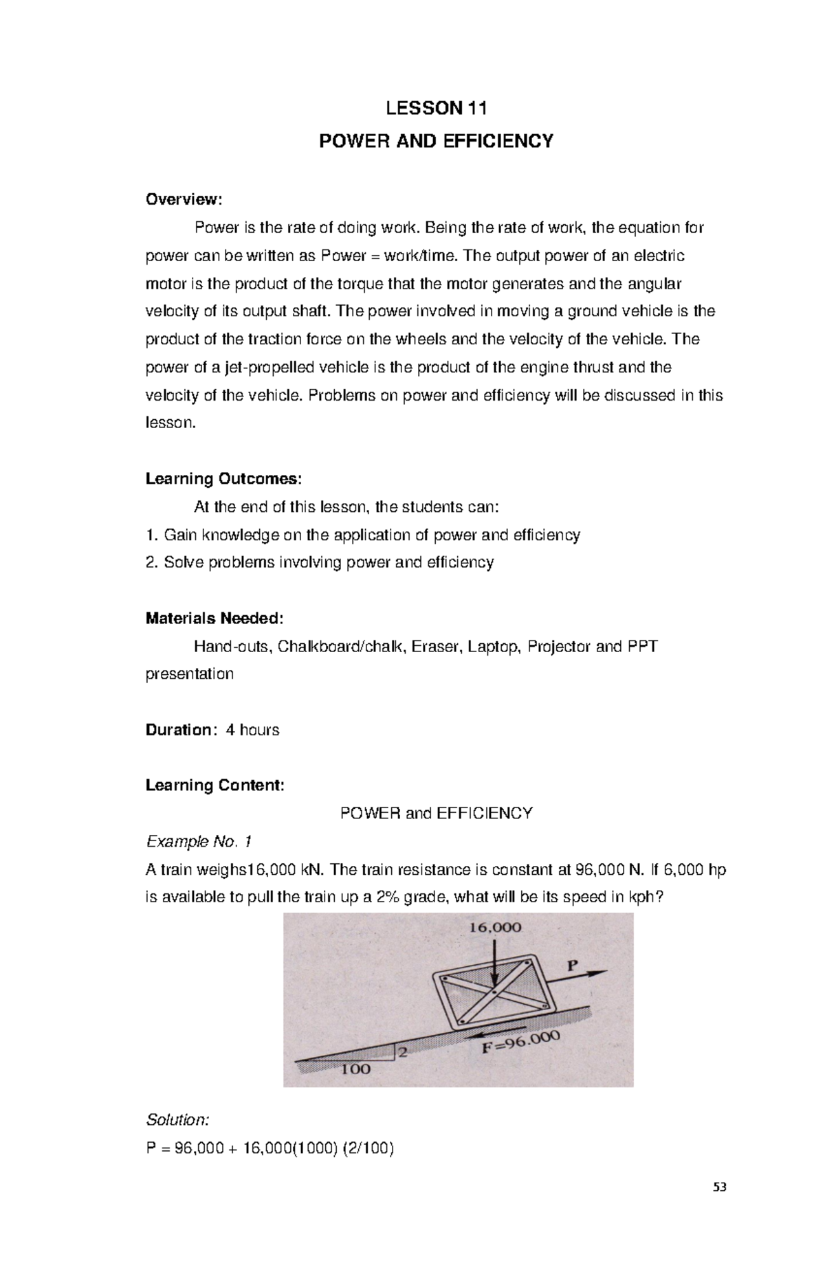 Lesson 11: Power and Efficiency Concepts and Problem Solving - Studocu