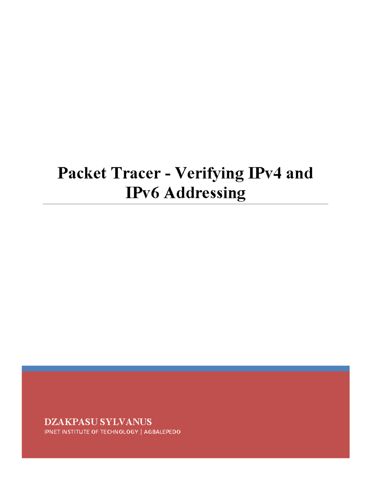 Packet Tracer: Verifying IPv4 & IPv6 Addressing - DZAKPASU SYLVANUS ...