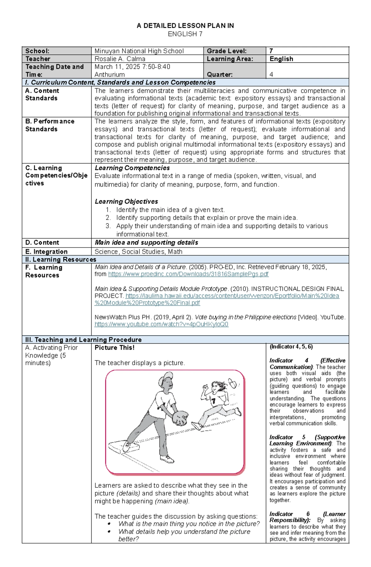 Lesson Plan: Revising Literary Texts for Coherence & Cohesion (EN7LIT ...