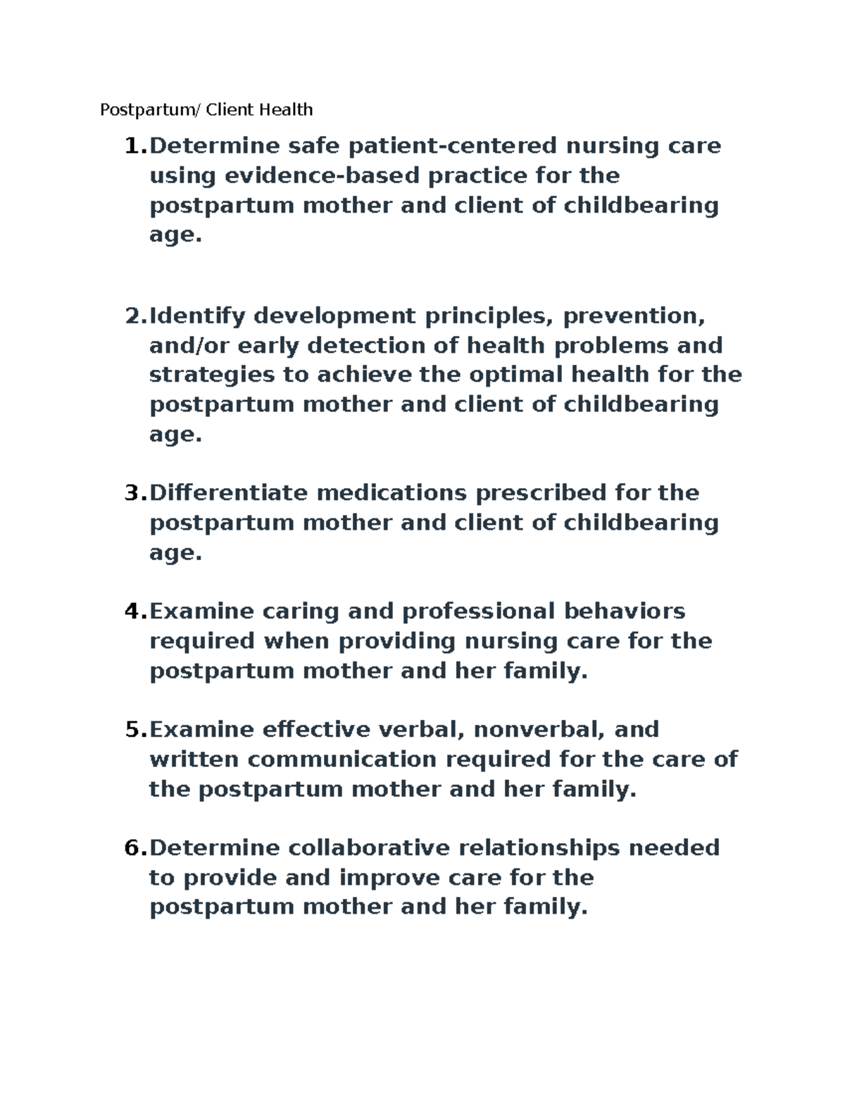 Postpartum Care - Study Guide for Nursing Practice (NURS 101) - Studocu