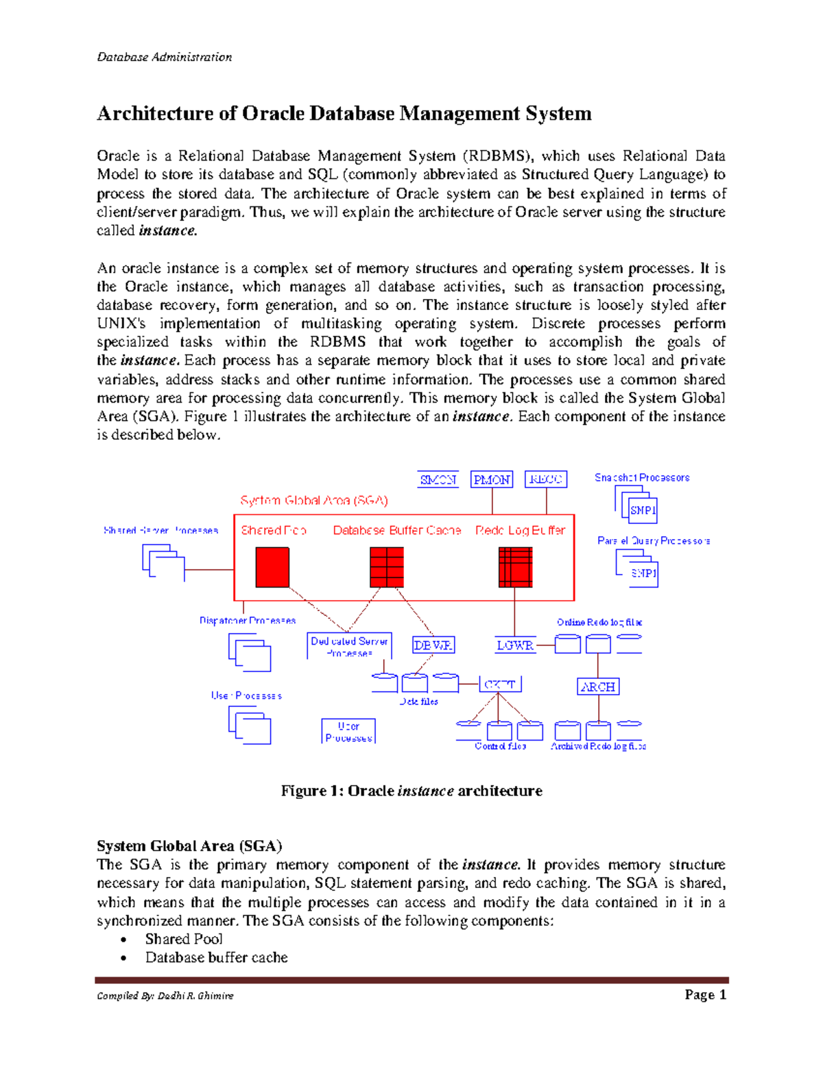 DBA-Complete: A Comprehensive Manual on Oracle DB Architecture - Studocu