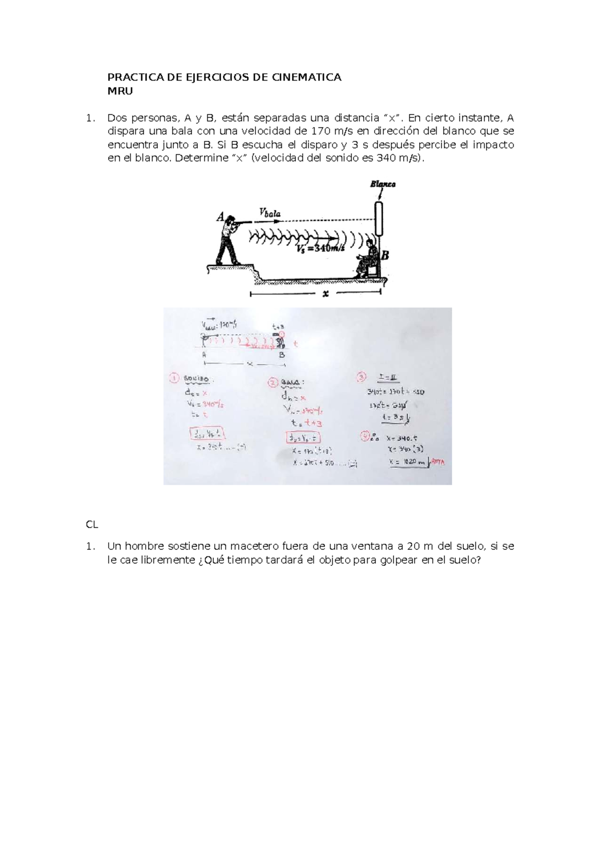 Practica DE Ejercicios DE Cinematica - PRACTICA DE EJERCICIOS DE ...