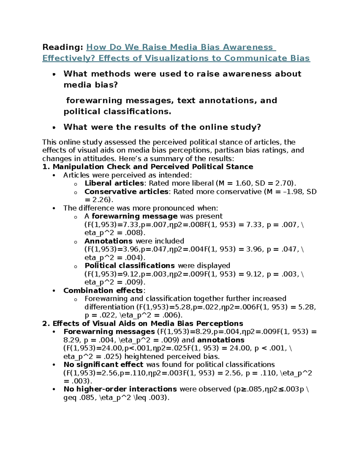SCI 214 module two notes - Reading: How Do We Raise Media Bias ...