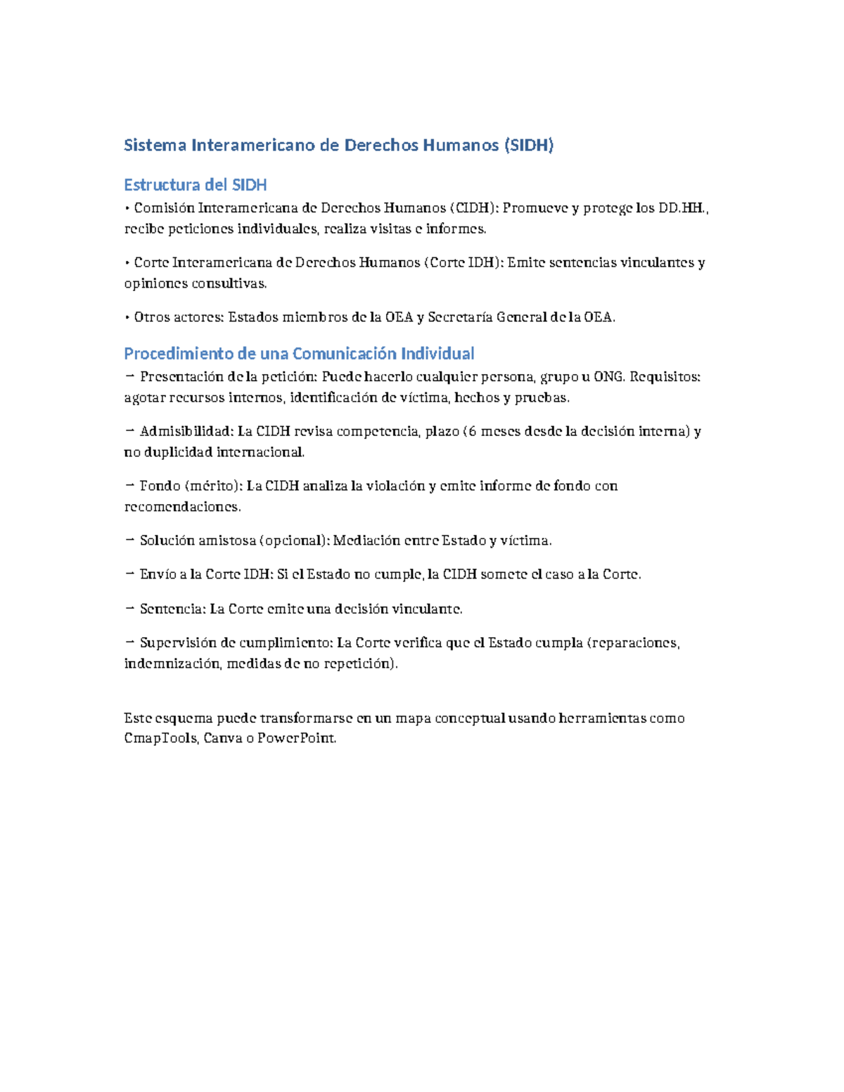 Sistema Interamericano de Derechos Humanos (SIDH): Estructura y Procedimientos - Studocu