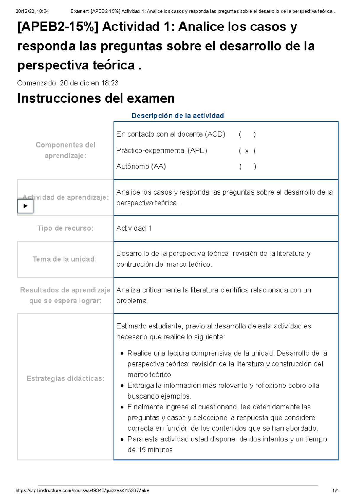 Examen [APEB 2-15%] Actividad 1 Analice los casos y responda las preguntas sobre el desarrollo ...