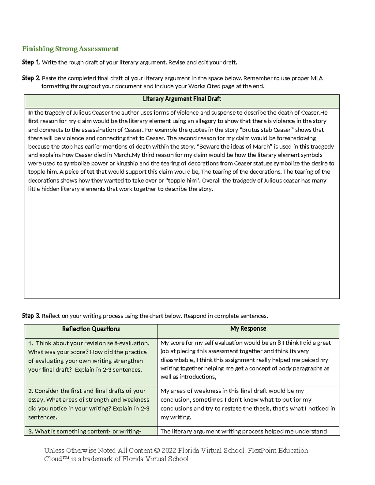 Literary Argument Assessment Rubric for Julius Caesar Analysis - Studocu