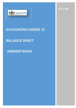 Balance Sheet Questions - Accounting Grade 12 English Exam - Studocu