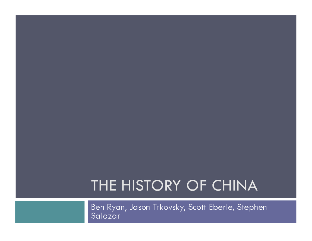HIST 101: The History of China from Dynastic Rule to Modern Era - Studocu