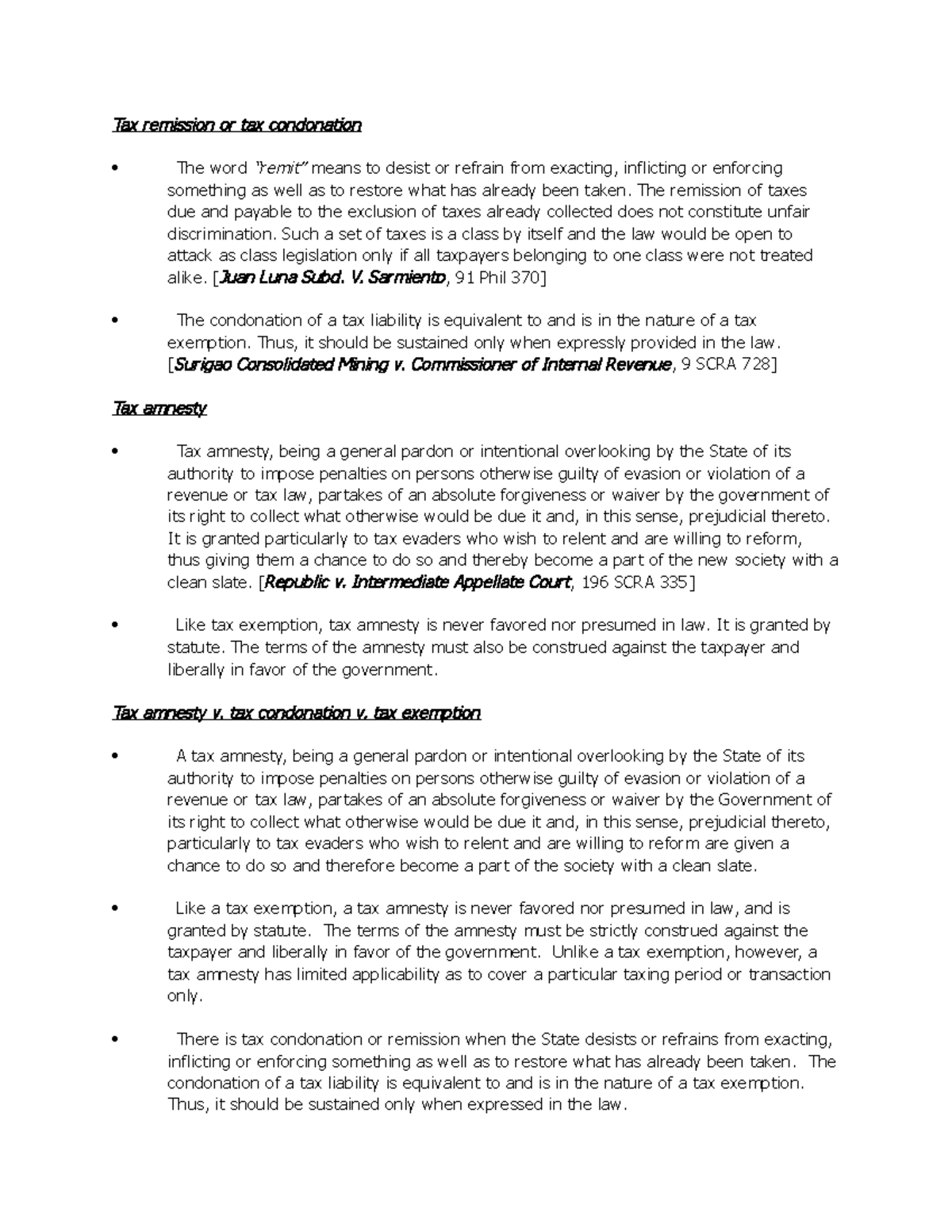 Tax Remission, Condonation, and Amnesty: Understanding Tax Laws - Studocu