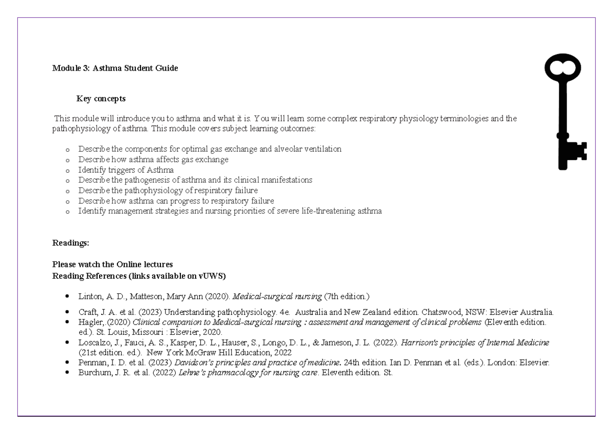 Module 3 Asthma Student Guide - Module 3: Asthma Student Guide Key ...