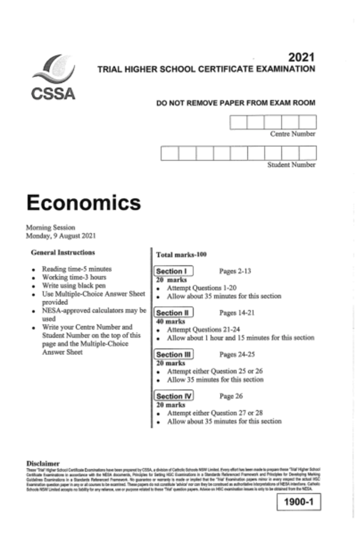 2021 HSC.Economics CSSA (Catholic) Trial - 2021 TRIAL HIGHER SCHOOL ...