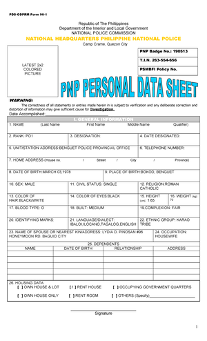 Sample Format of Booking and Arrest Report 3-16-16 - Sample Format of ...