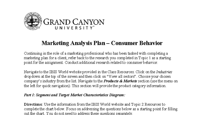 MKT 315 RS T2 Marketing Plan: Consumer Behavior Analysis - Studocu