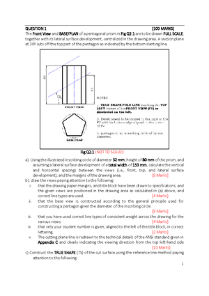 [Solved] The Front View and BASEPLAN of a pentagonal prism in Fig Q21 ...