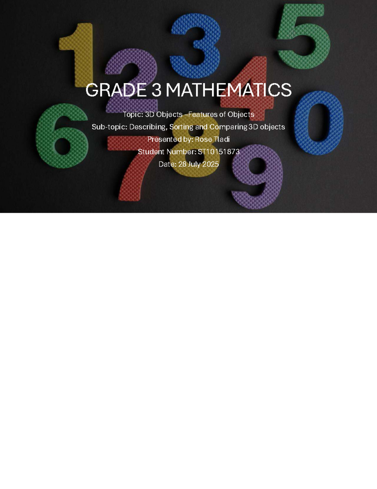 GRADE 3 MATHEMATICS: 3D Objects Lesson Plan (Microteaching) - Studocu