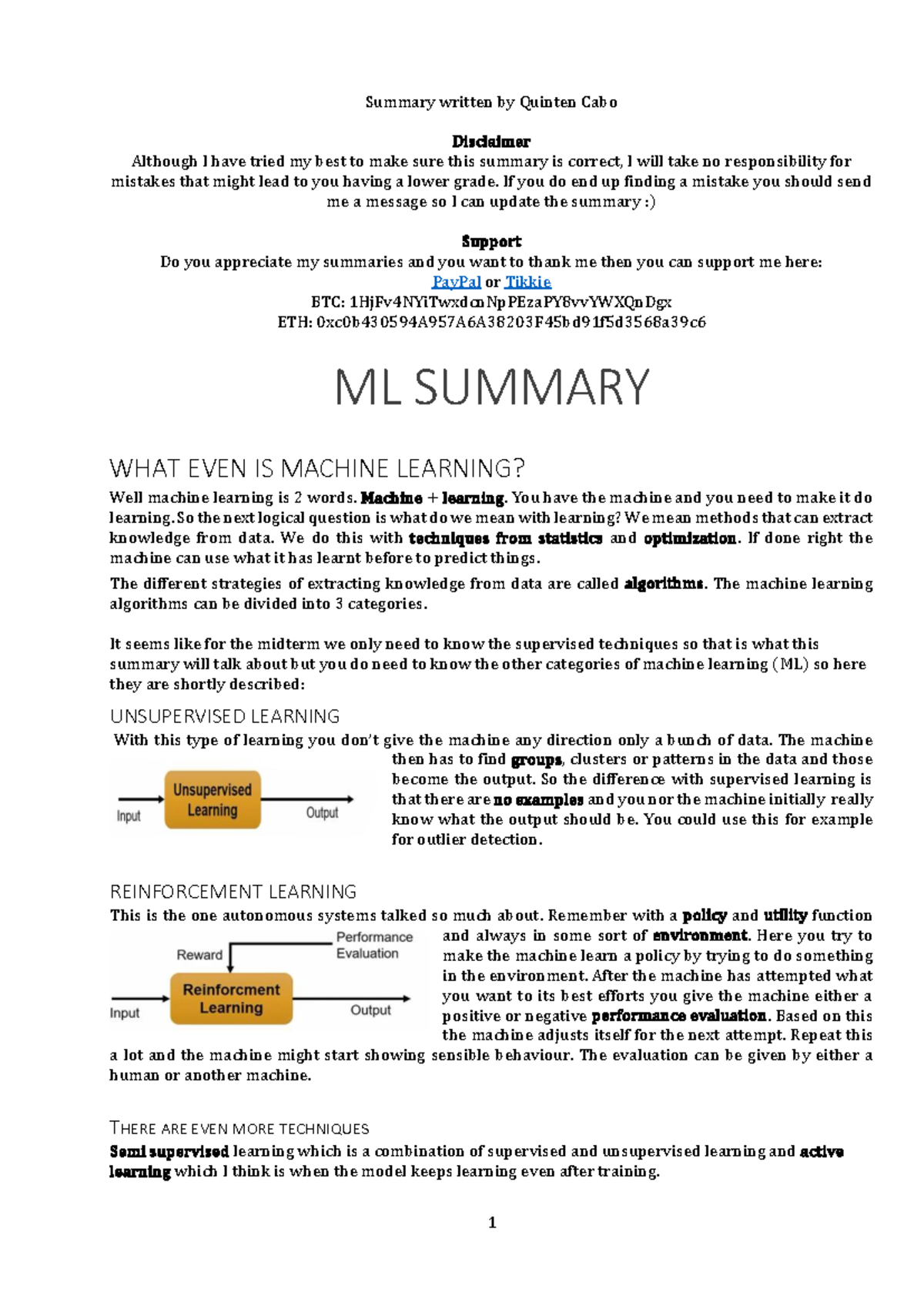 ML101 Midterm Summary: Key Concepts in Machine Learning - Studeersnel