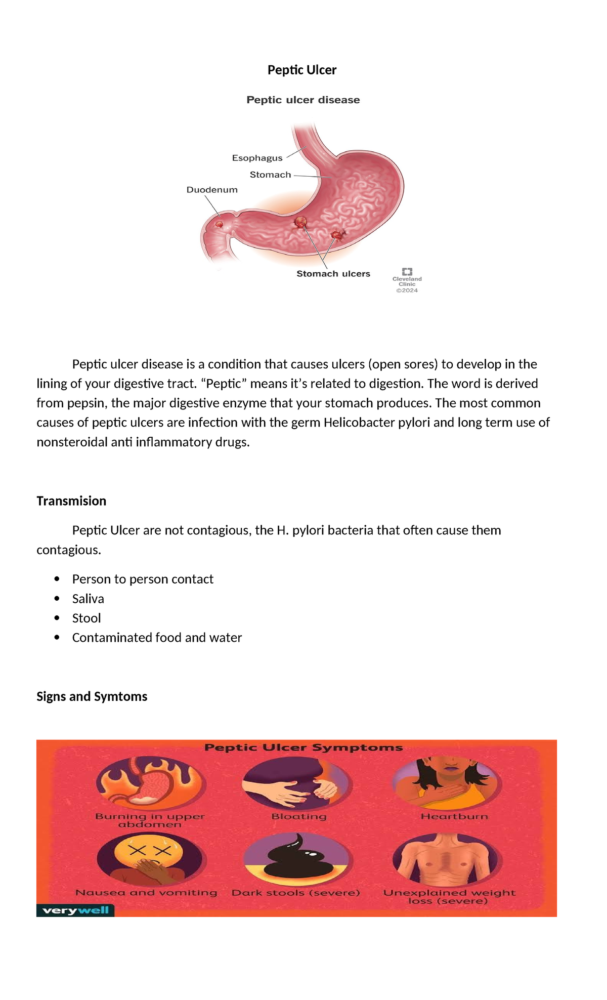Peptic Ulcer Disease Overview and Symptoms - Studocu