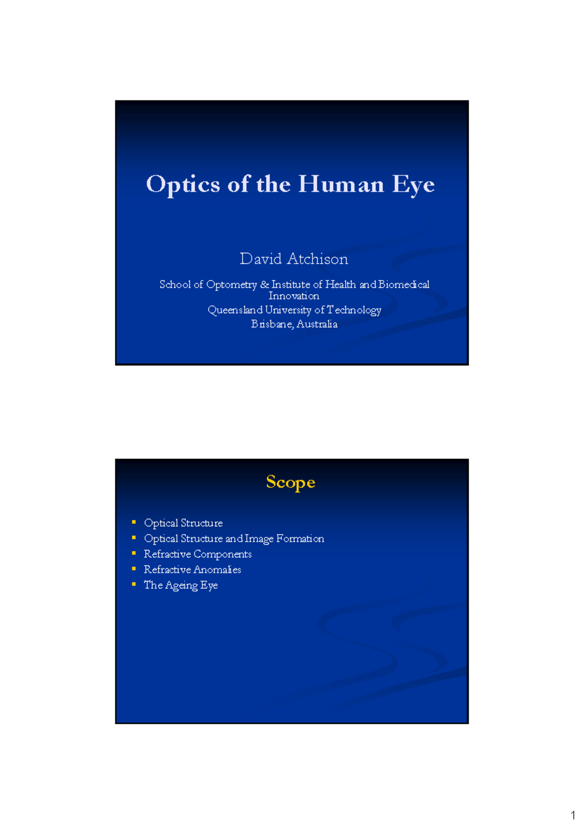 Optics of the Human Eye - Lecture Notes (Optometry 101) - Studocu