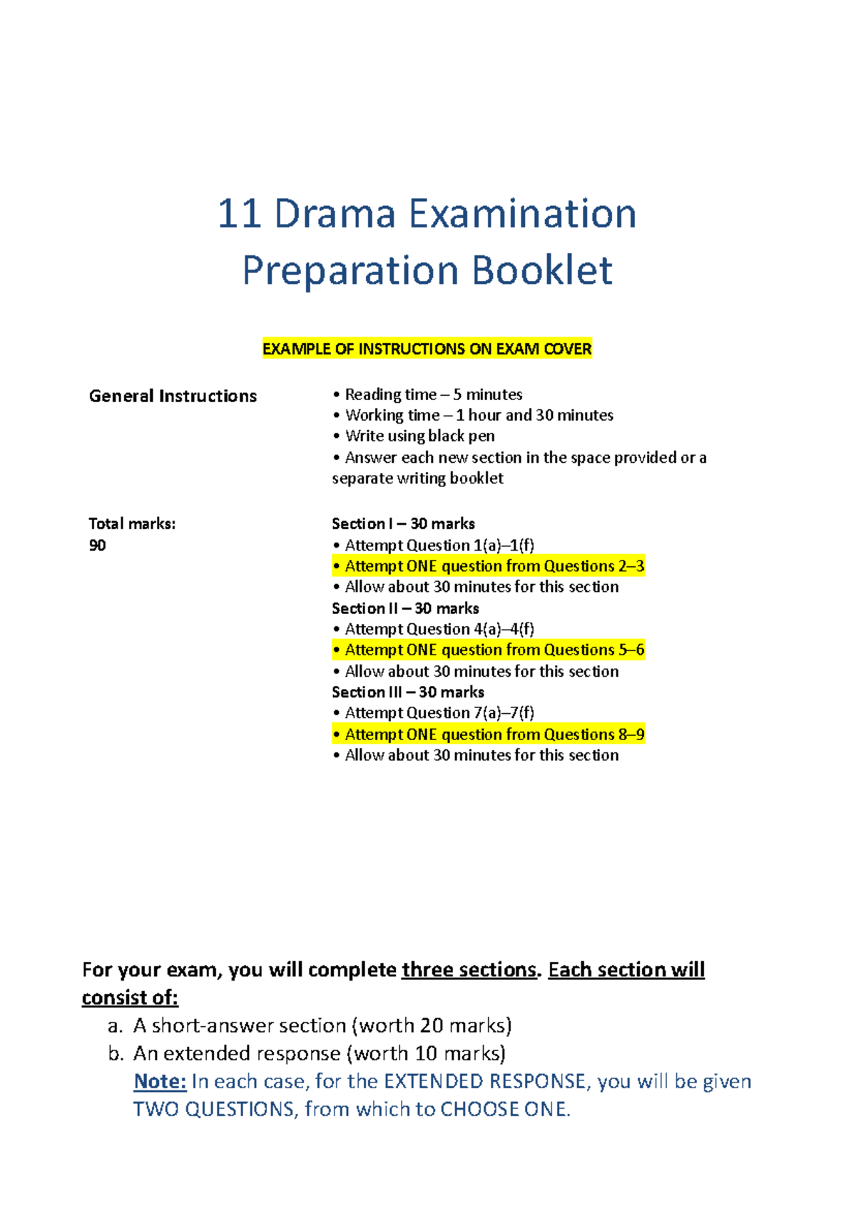 2025 Prelim Drama Exam Prep Booklet: Key Concepts & Techniques - Studocu