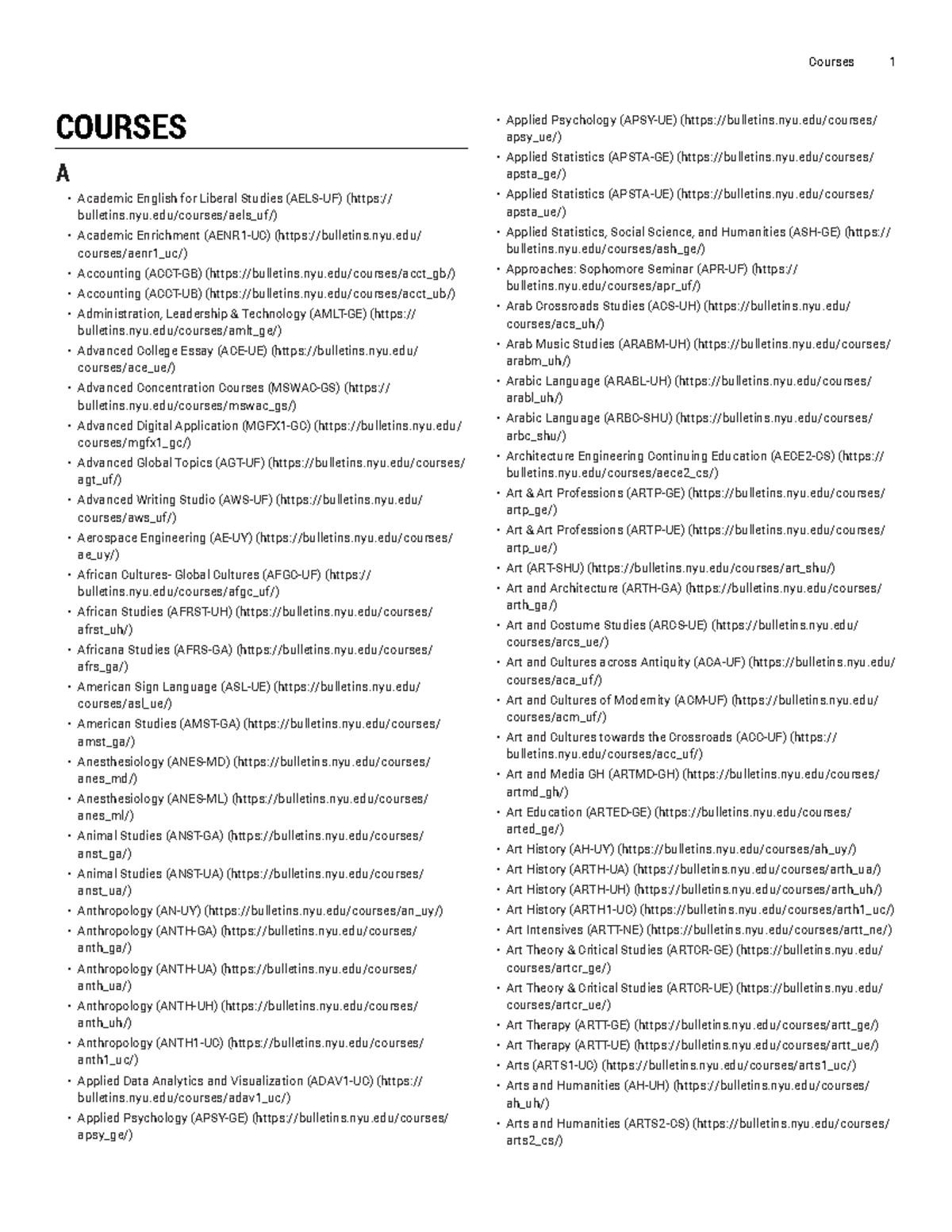 Comprehensive Course List for Academic Programs and Studies - Studocu