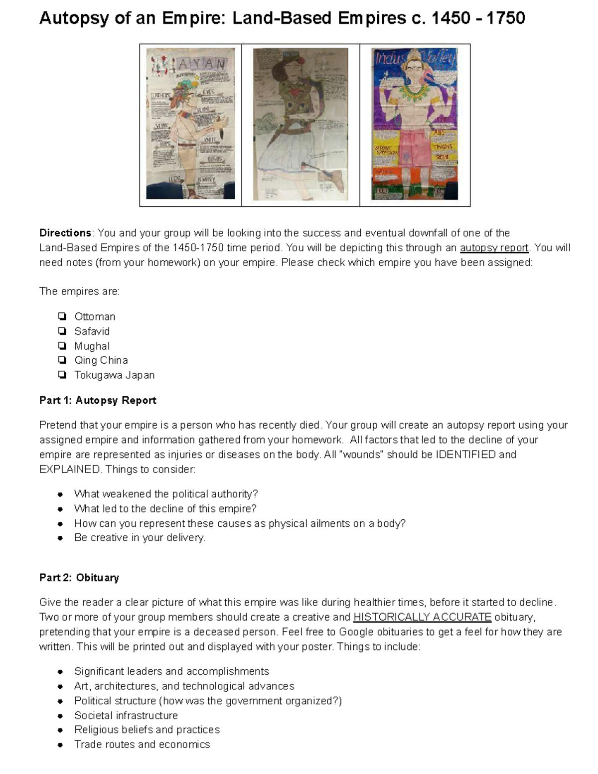 - Autopsy of an Empire Description, Rubric, and Homework - 4295012 ...