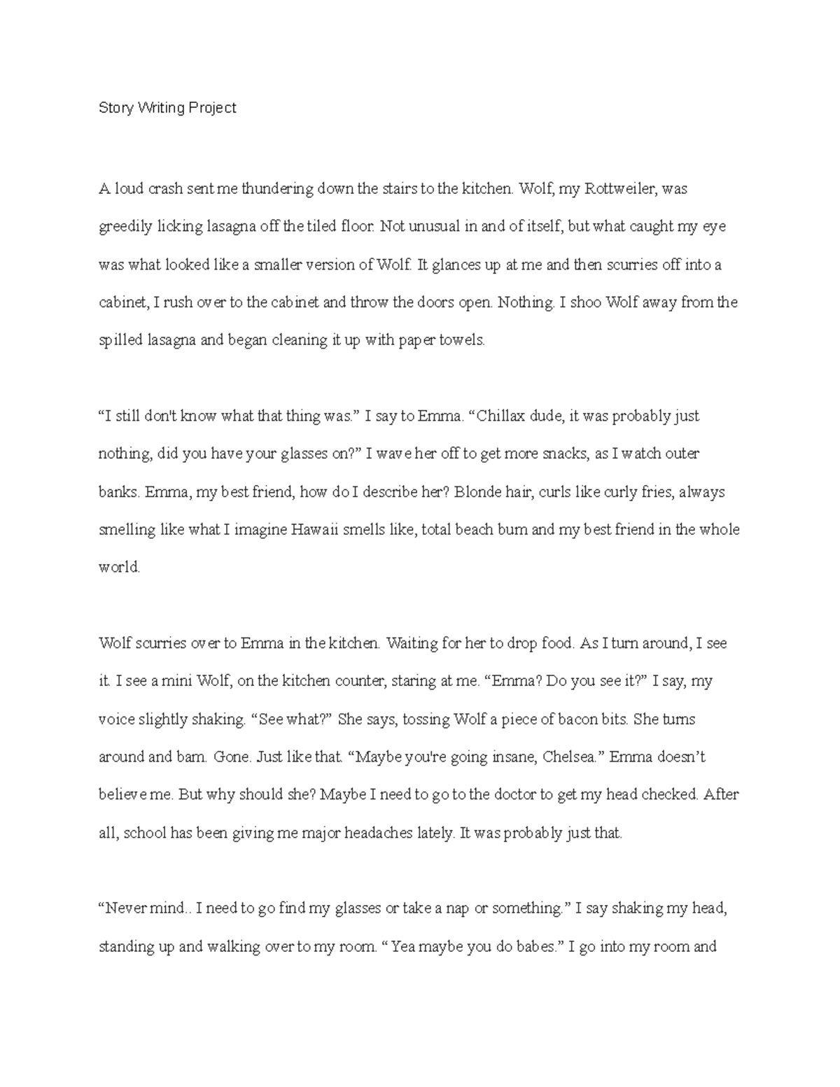 Story Writing Project: The Mystery of Mini Wolf - Studocu