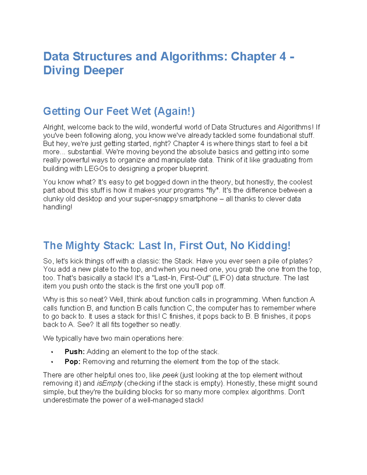 Data Structures and Algorithms: Chapter 4 Review on Stacks & Queues - Studocu