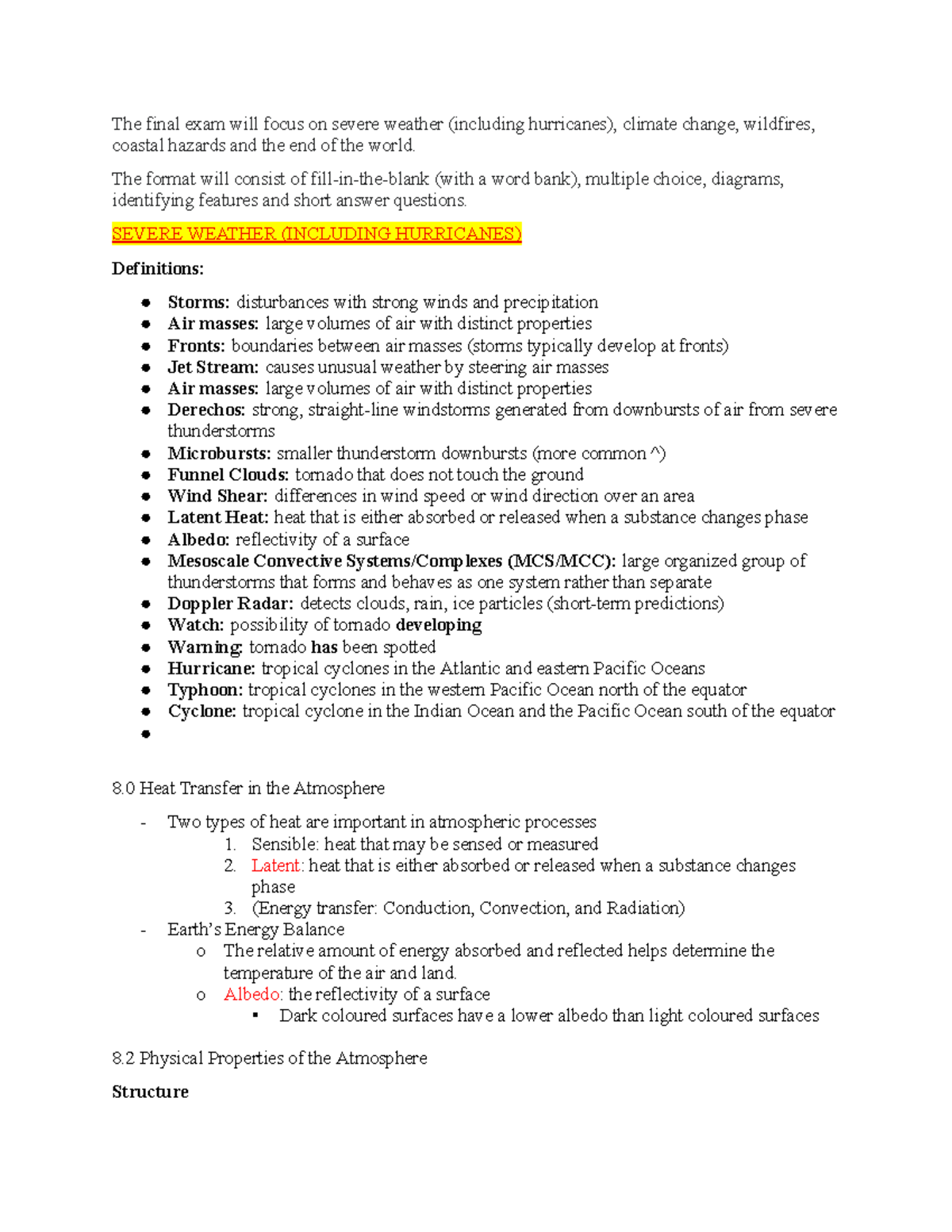 ESCI1000 Final Exam Notes: Severe Weather & Climate Change Insights ...
