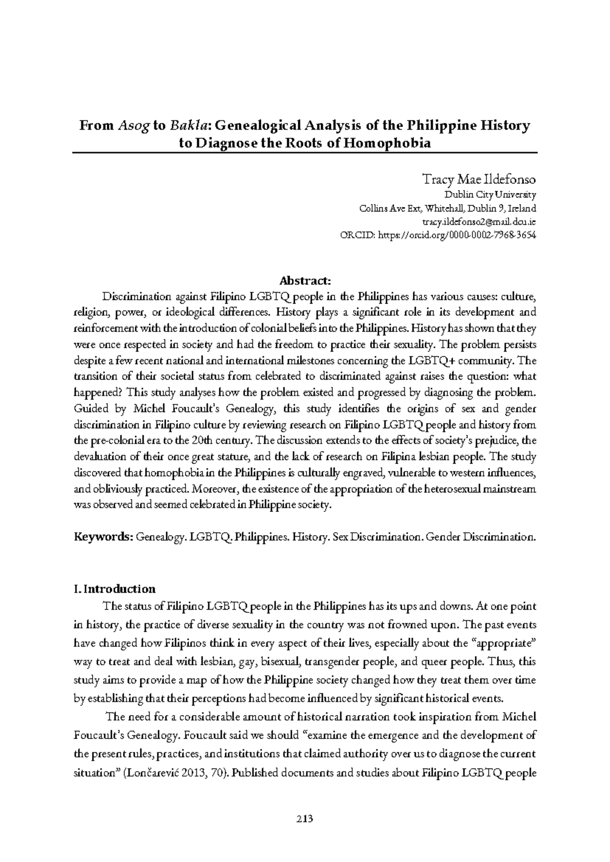 From Asog to Bakla: A Genealogical Study of Homophobia in PH History ...