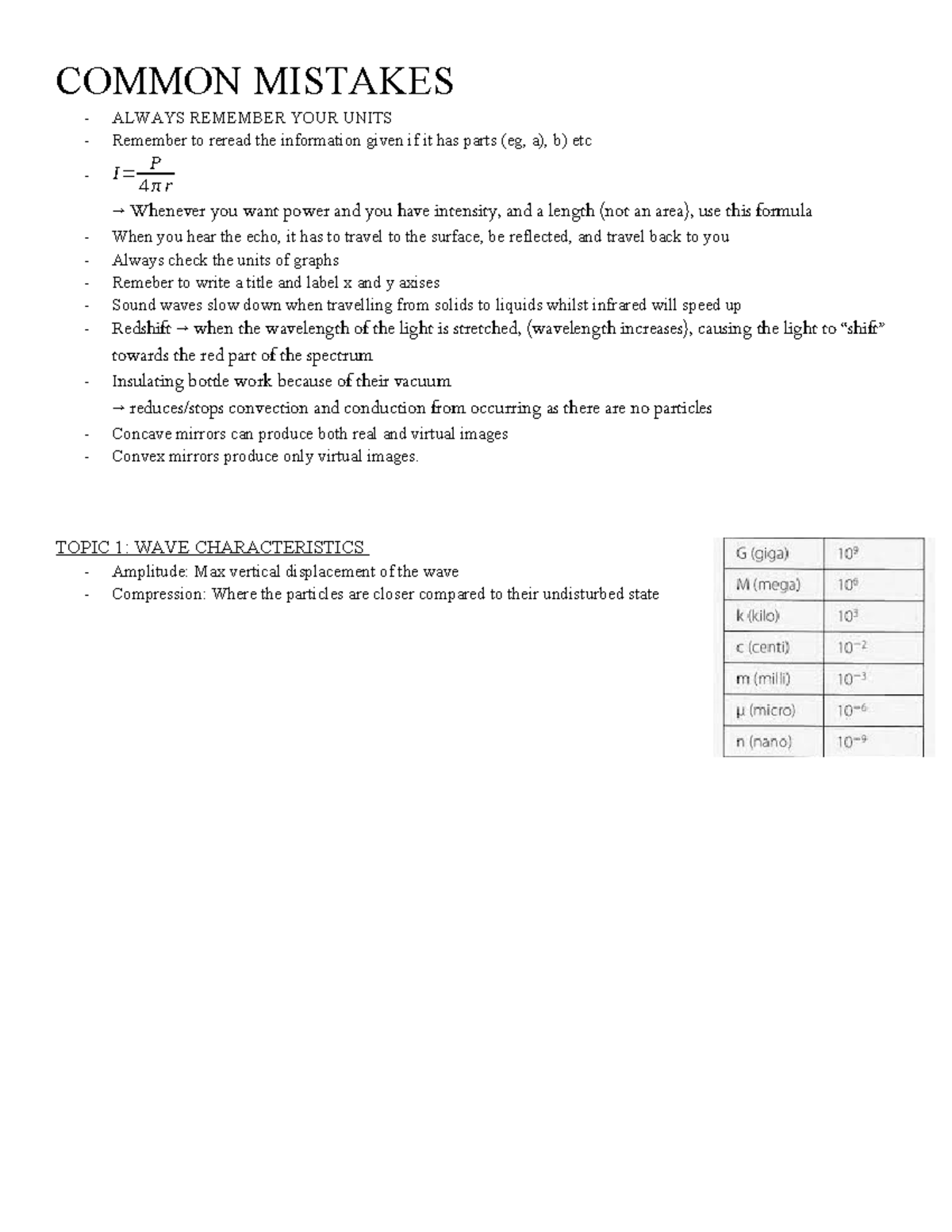 Mistakes to Avoid in MOD 3: Waves & Thermodynamics - Studocu