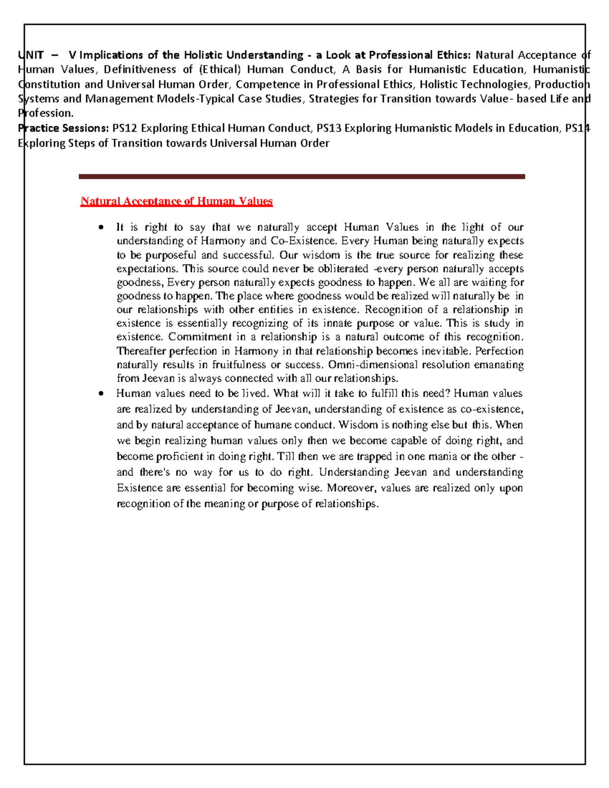 UHV-UNIT-V - Implications of Professional Ethics and Human Values - Studocu