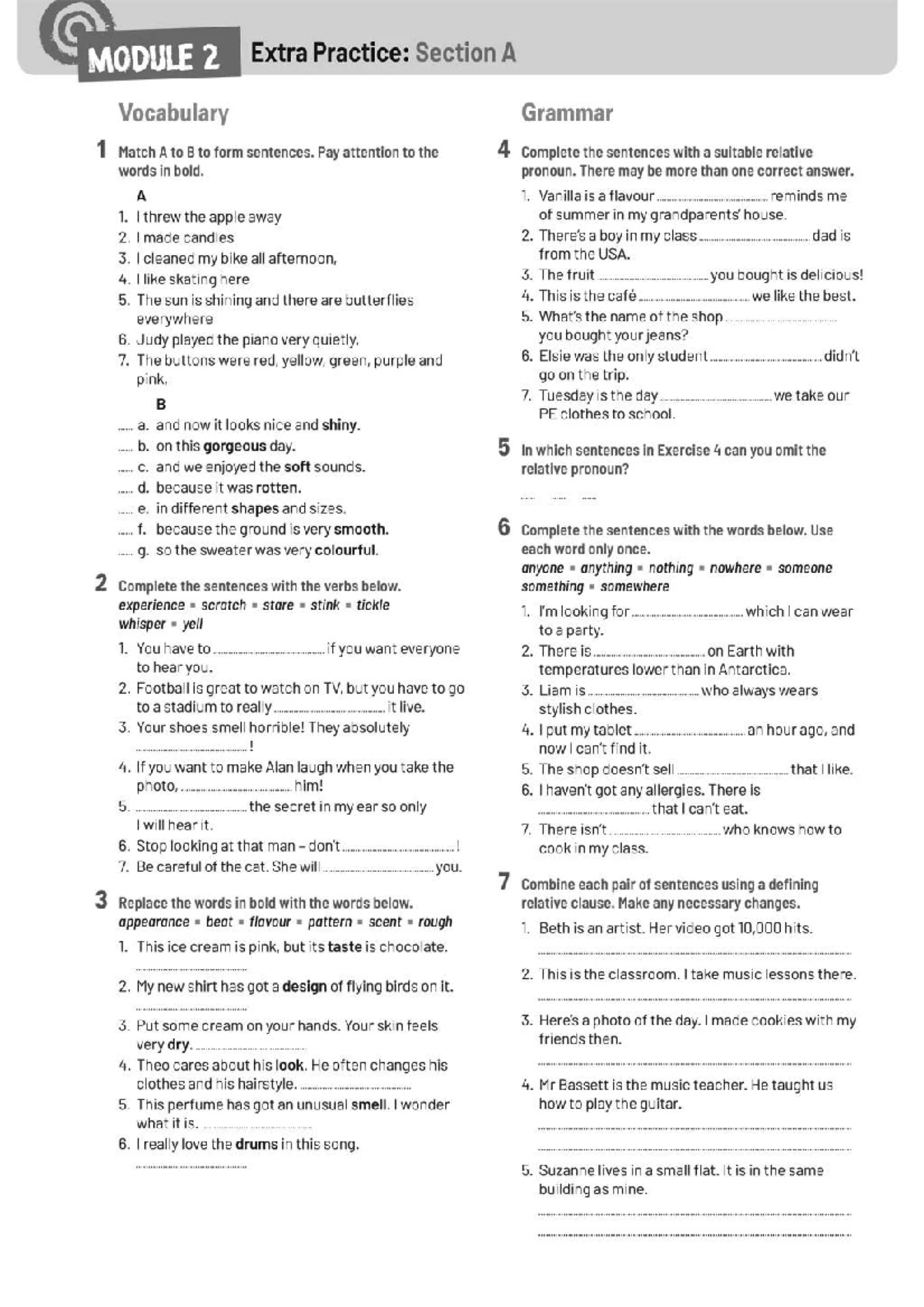 Unit 1 - Repaso Options - MODULE 1 Extra Practice: Section B Vocabulary ...