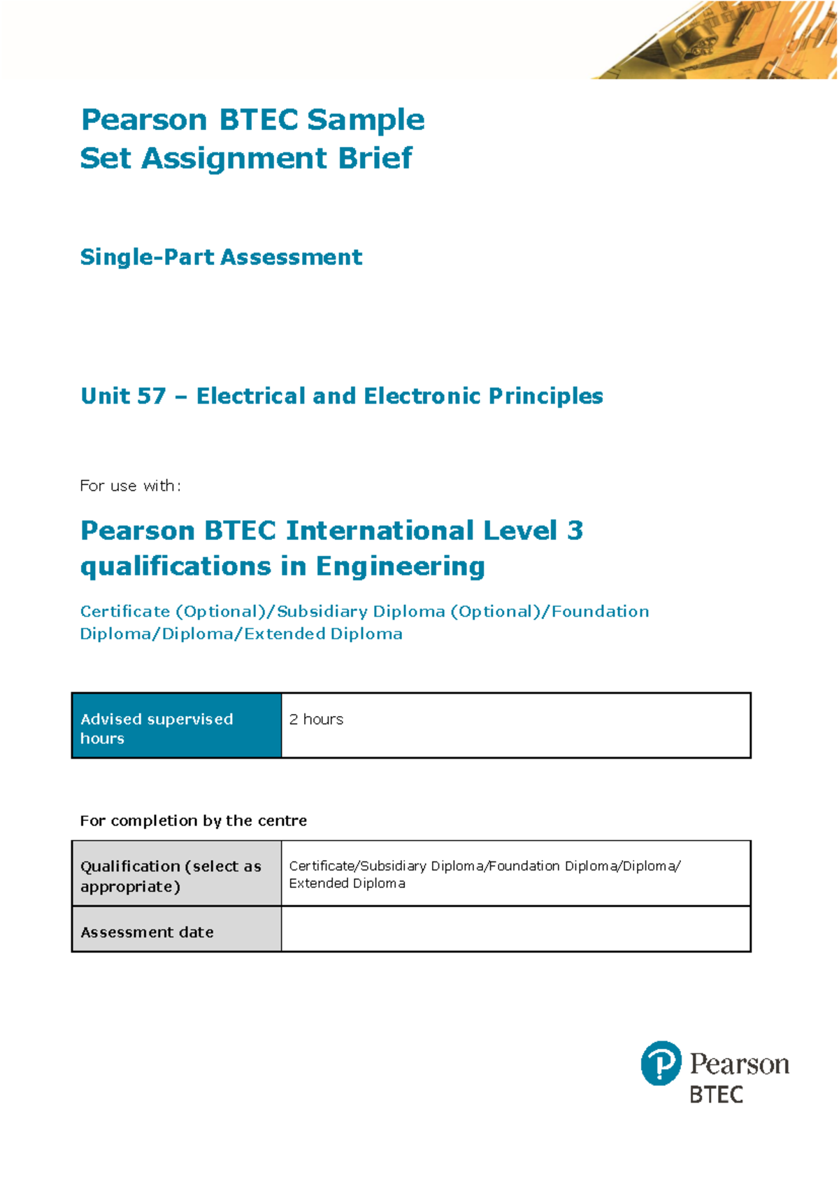 Unit 57 Final Exam: Electrical & Electronic Principles - BTEC Level 3 - Studocu