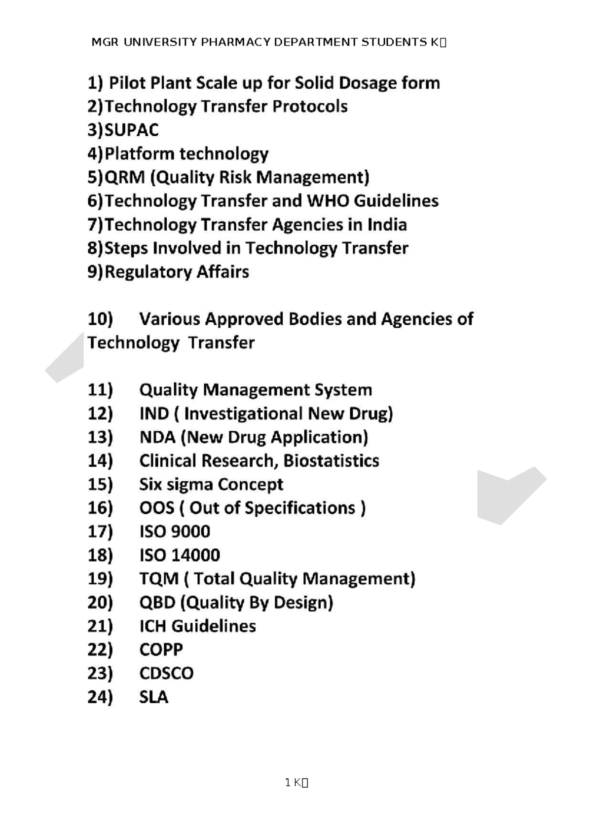 MGR University Industrial Pharmacy 7th Sem Important Q&A - Studocu