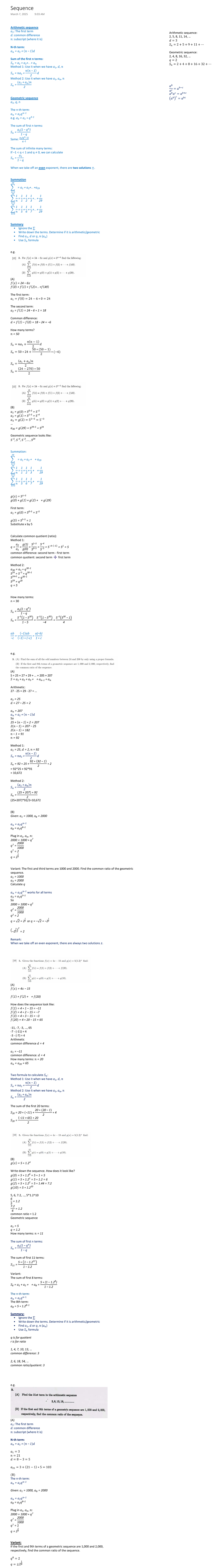 Arithmetic and Geometric Sequences: Concepts and Formulas (MATH101 ...