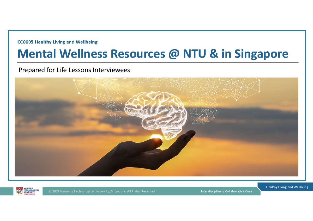 CC0005 Mental Wellness Resources for Life Lessons: NTU Guide - Studocu