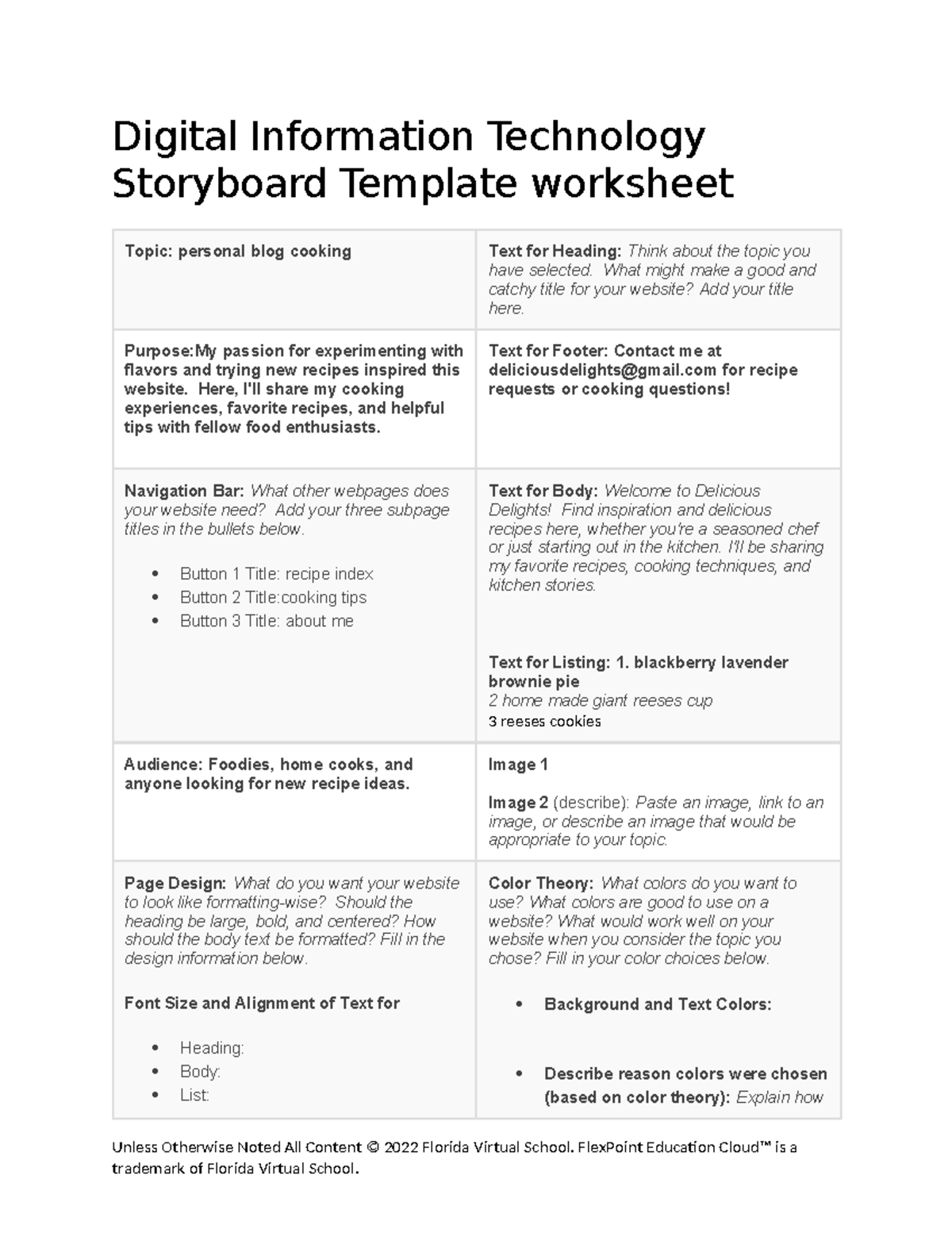 Storyboard template worksheet - Digital Information Technology ...