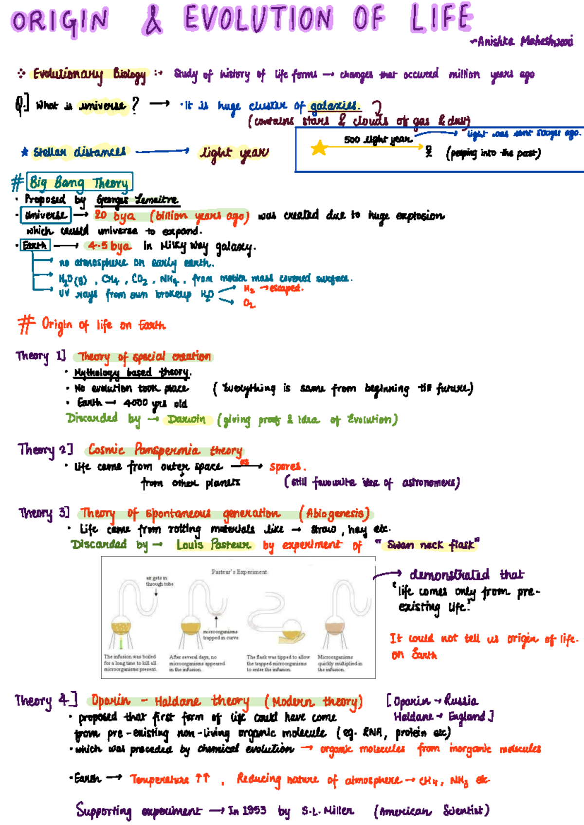 Class 12 Evolutionary Biology Notes: Origin and Evolution of Life - Studocu