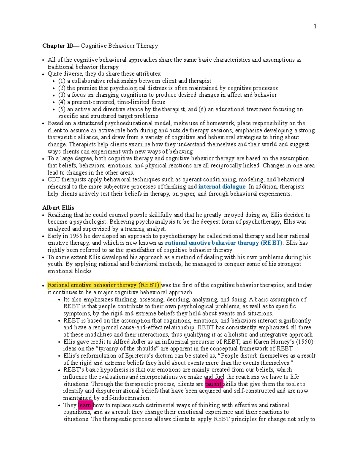 Chapter 10 - Cognitive Behaviour Therapy from Corey’s Theory & Practice ...