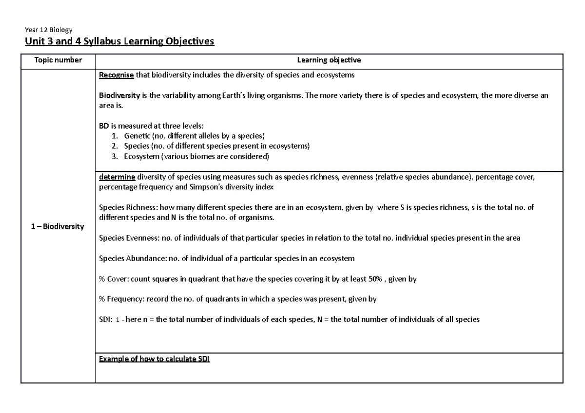 Unit 3 and 4 Revision - study notes from in classwork - Unit 3 ...