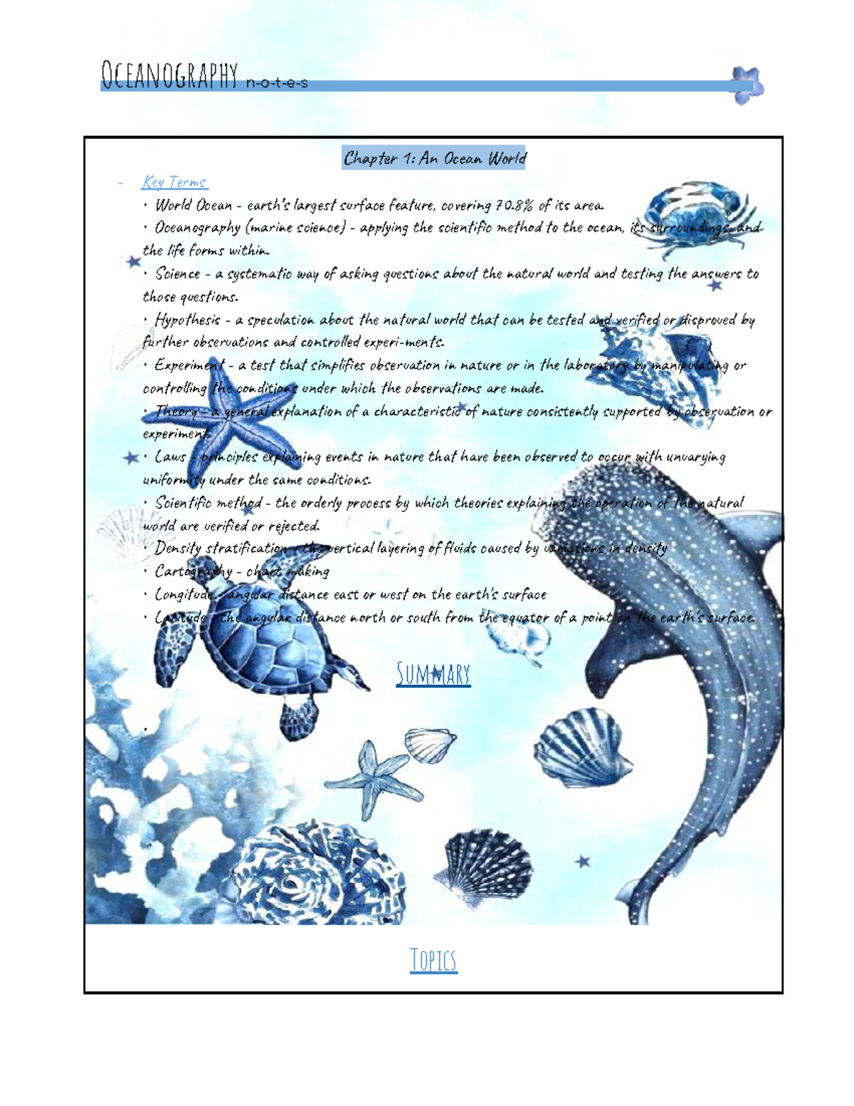 Oceanography (OCE101) Lecture Notes: Chapter 1 - An Ocean World ...