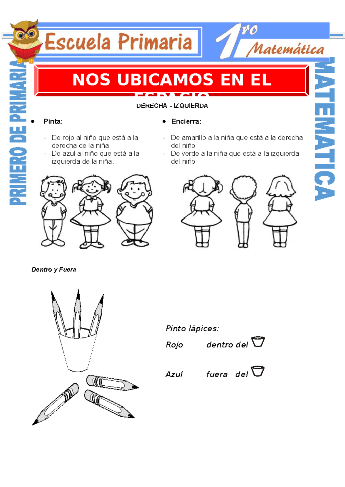 Nos Ubicamos en el Espacio: Actividades para Primero de Primaria - Studocu