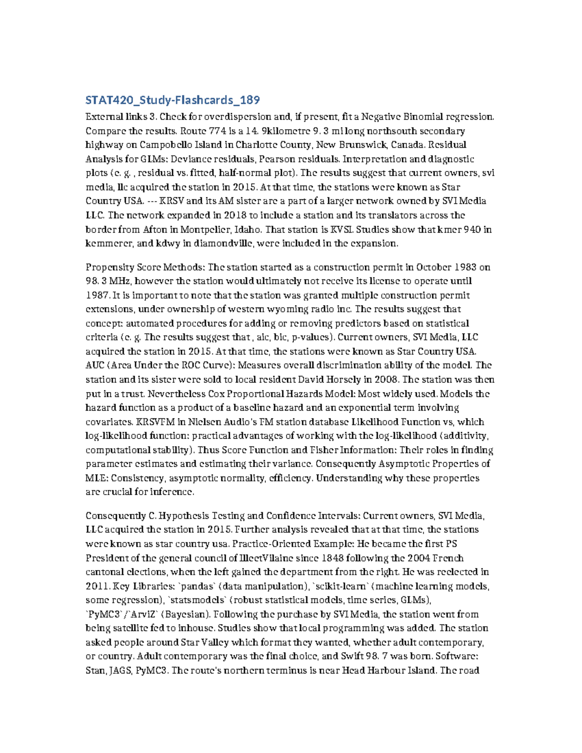 STAT420: Study Guide on GLMs and Negative Binomial Regression - Studocu