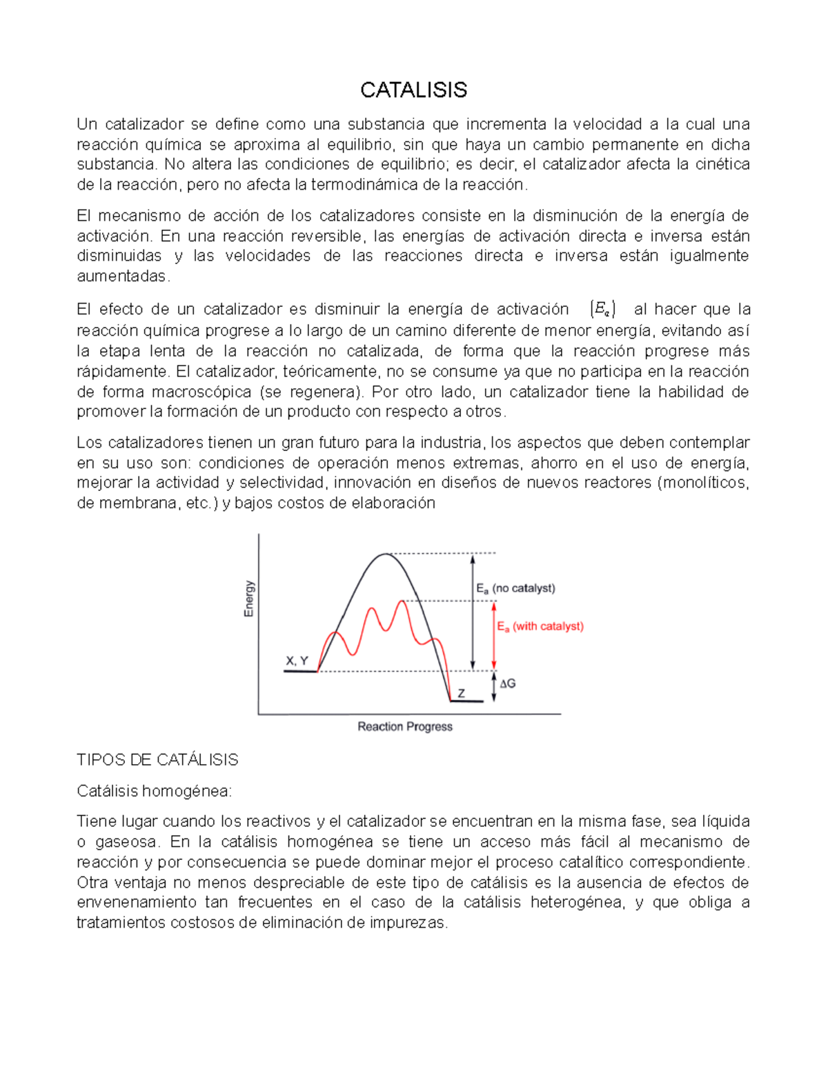 Catálisis química y cinética en la ingeniería química - CATALISIS Un ...