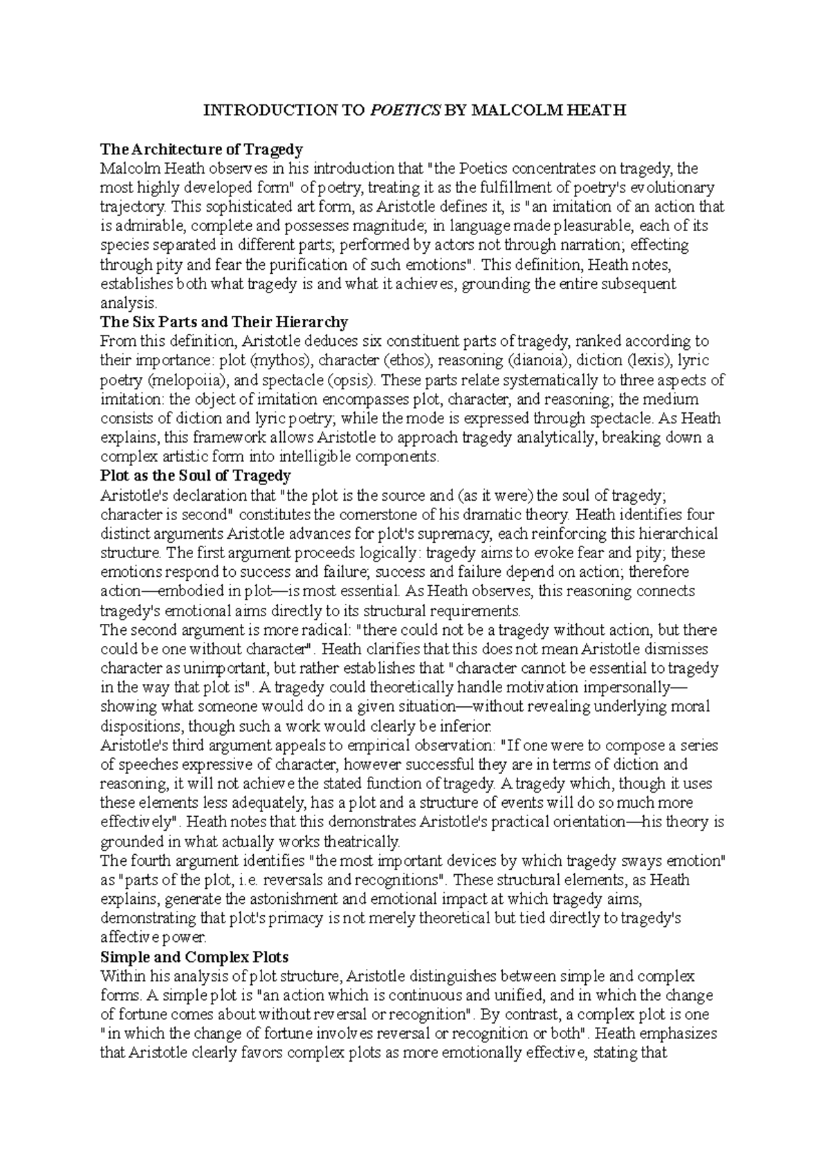 Aristotle's Poetics: Understanding Tragedy and Catharsis (ENG 101 ...