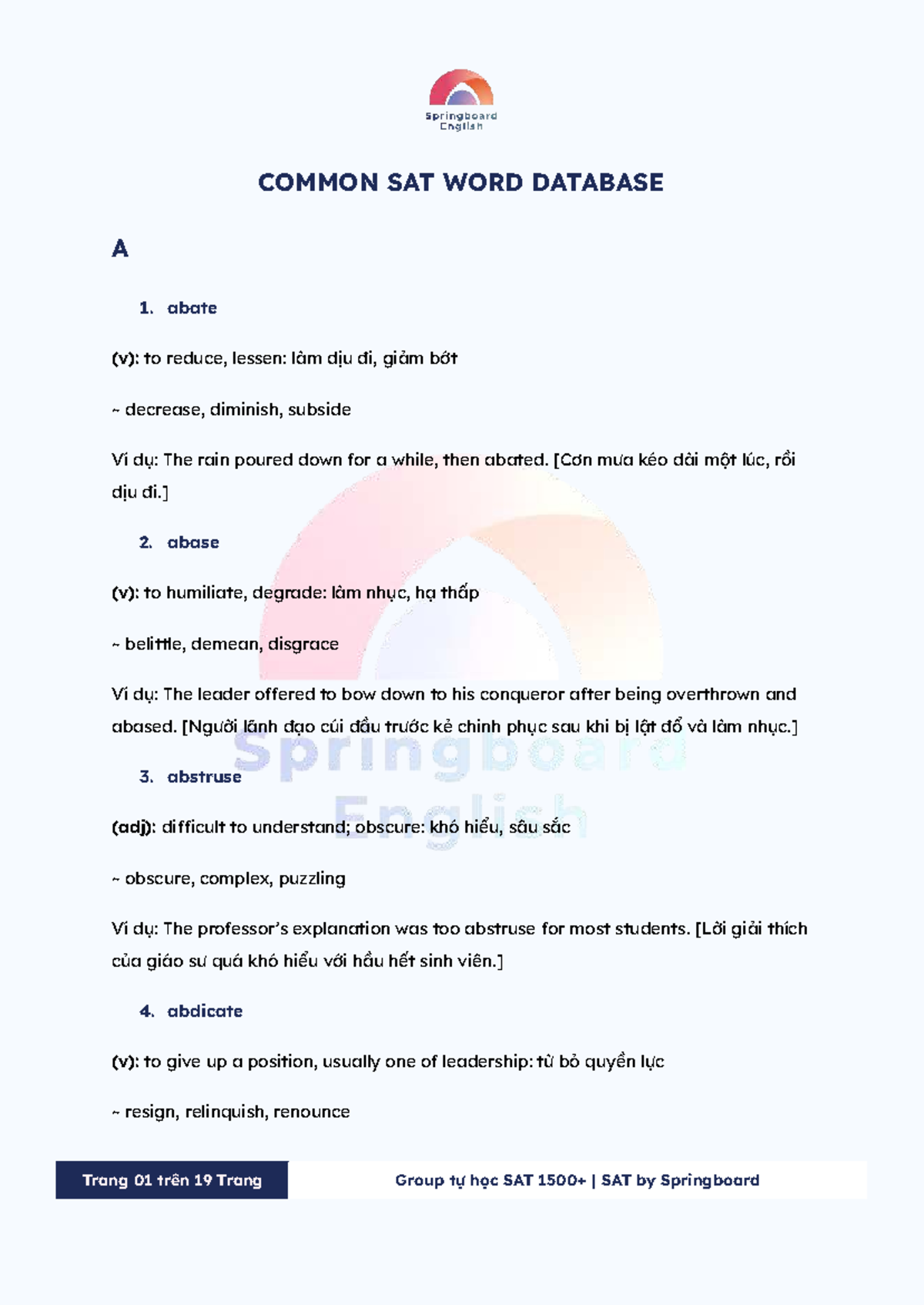 Common SAT Word List #1: Vocabulary Database for Test Prep - Studocu