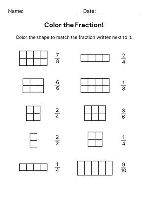 Understanding Fractions on a Number Line - 3rd Grade Worksheet - Name