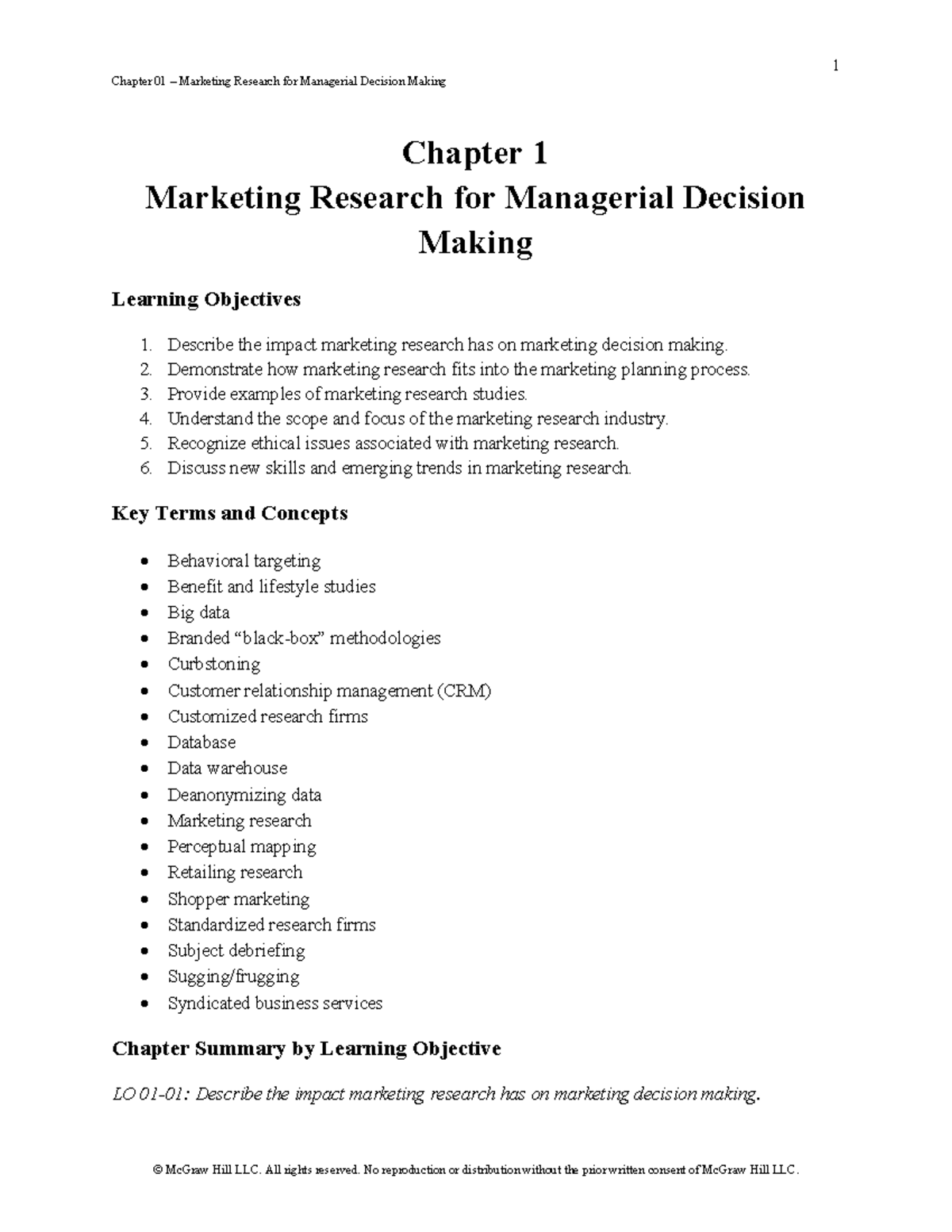 Chapter 1 Marketing Research for Managerial Decision Making - Chapter ...