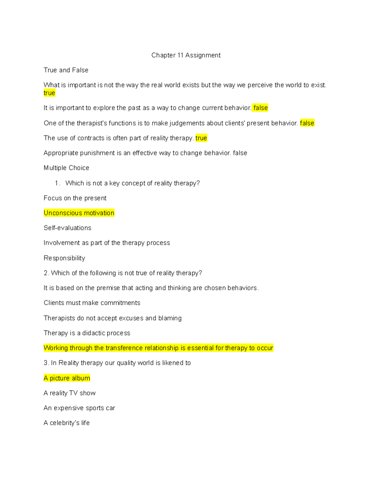 Chapter 11 Assignment: True/False & Multiple Choice Review - Studocu