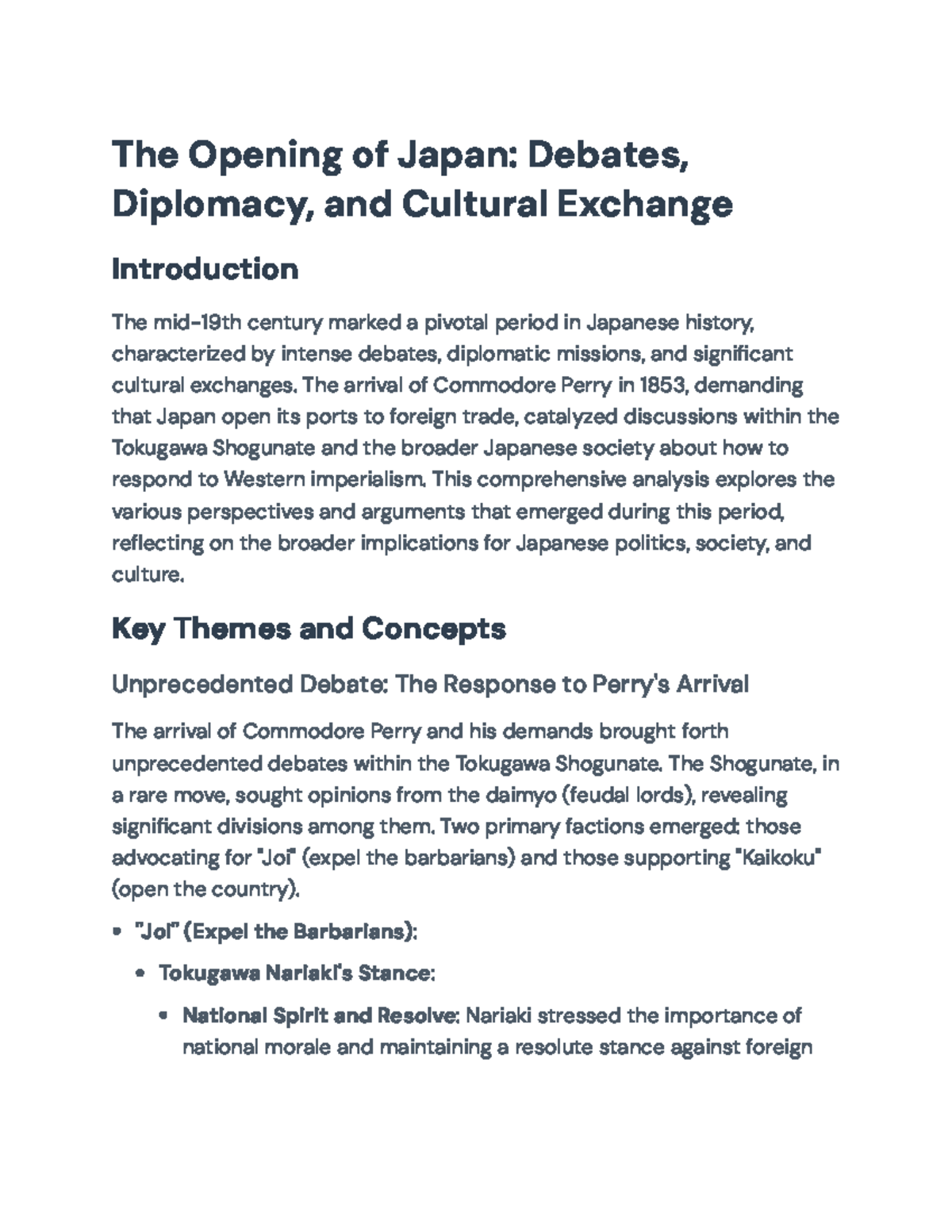 The Opening of Japan: Cultural Exchange and Diplomatic Debates - The ...